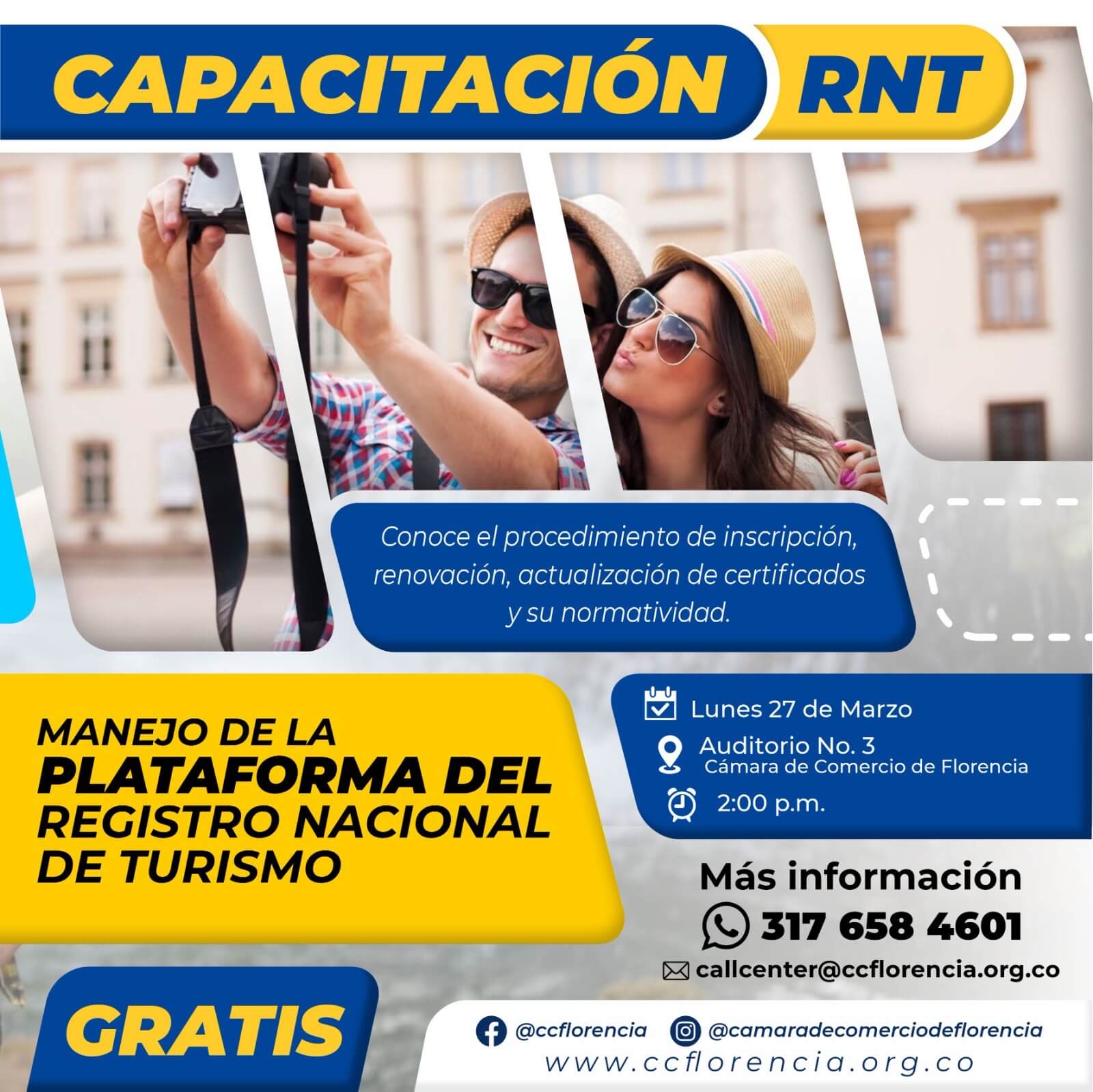 Capacitación Registro Nacional de Turismo (RNT) – Cámara de Comercio de Florencia para el Caquetá